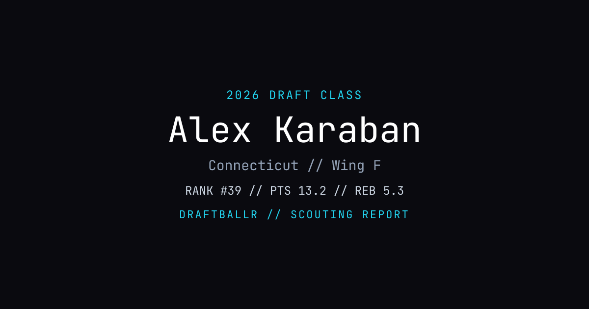 Alex Karaban - 2026 NBA Draft Profile | DRAFTBALLR | DRAFTBALLR