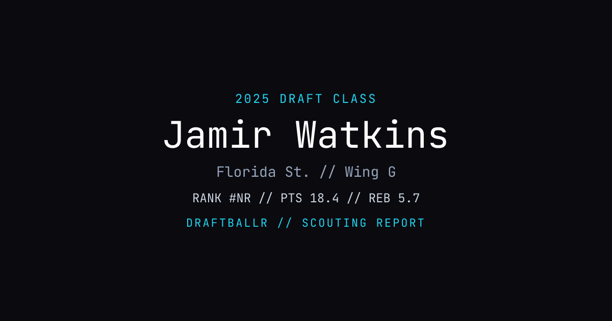 Jamir Watkins - 2025 NBA Draft Profile | DRAFTBALLR | DRAFTBALLR
