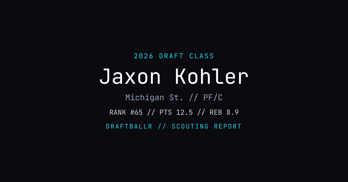 Jaxon Kohler - 2026 NBA Draft Profile | DRAFTBALLR | DRAFTBALLR