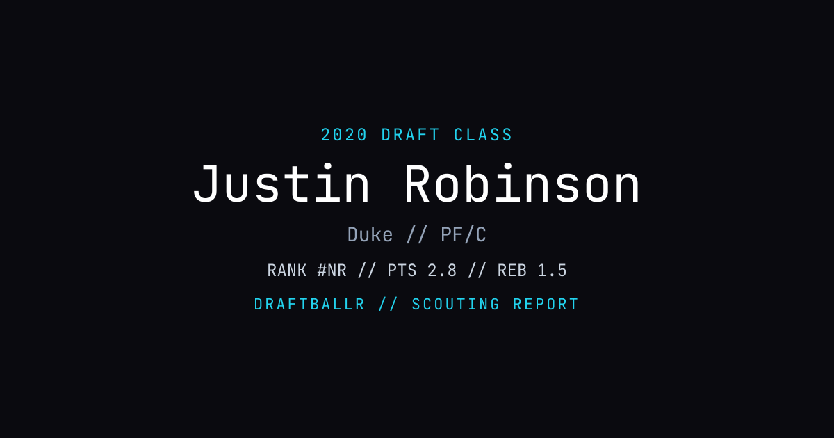 Justin Robinson - 2020 NBA Draft Profile | DRAFTBALLR | DRAFTBALLR