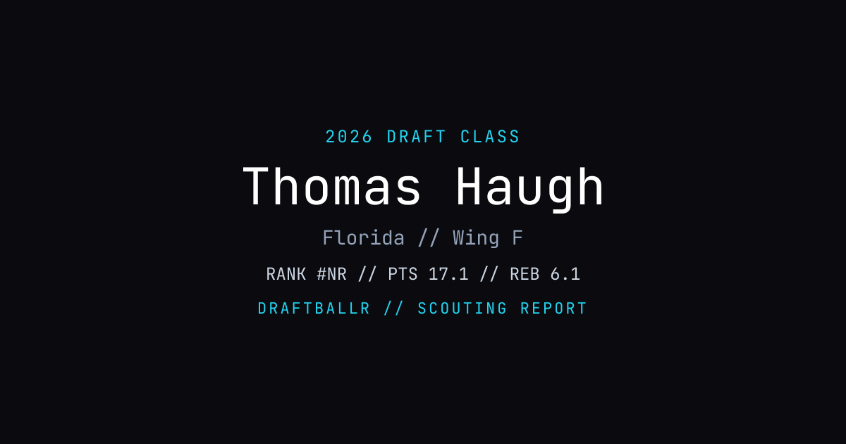 Thomas Haugh - 2026 NBA Draft Profile | DRAFTBALLR | DRAFTBALLR